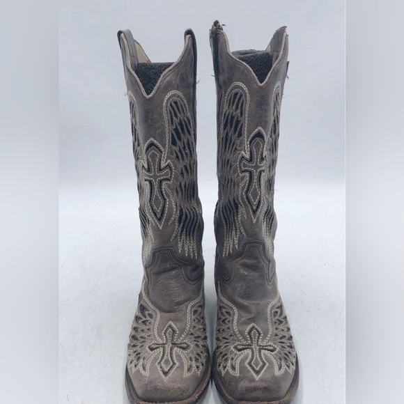 Corral | Shoes | Corral Black Glitter Inlay Cross Mc Wing Boot Defects ...
